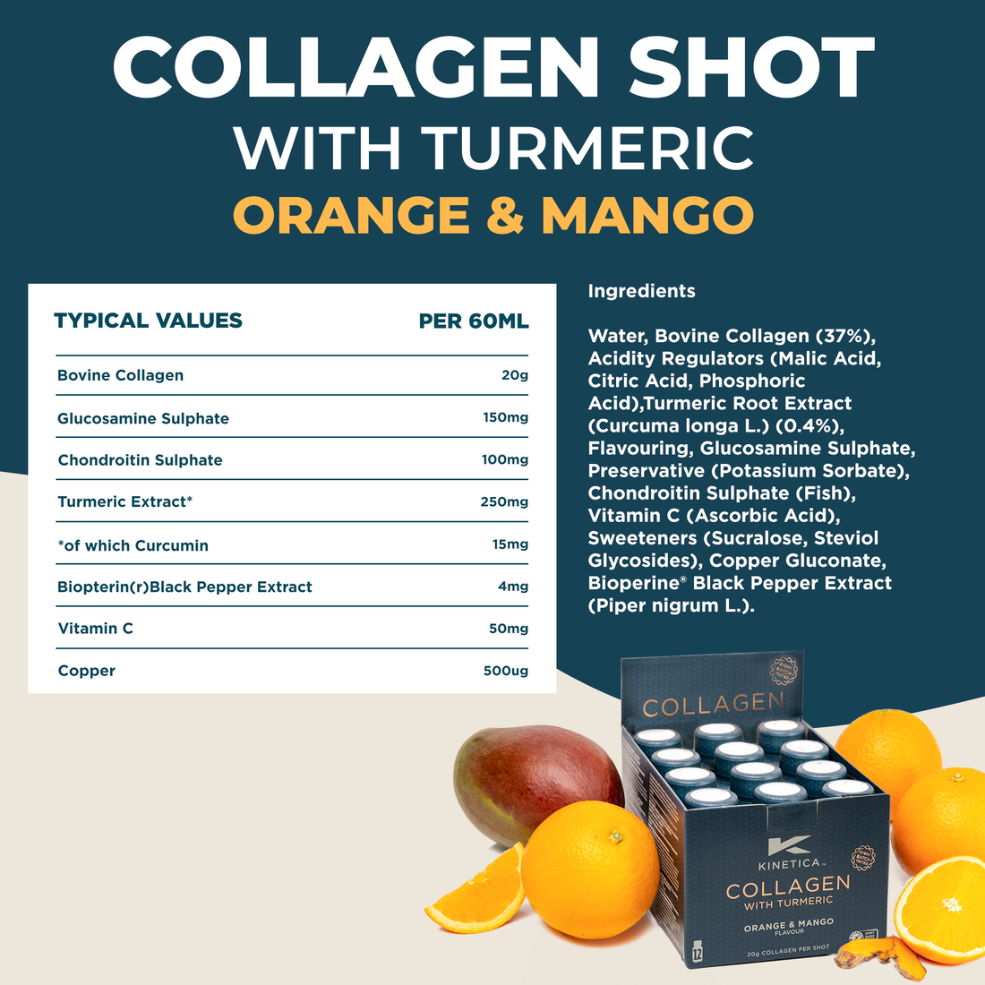Collagen Shots With Turmeric - Orange & Mango - 24 Pack