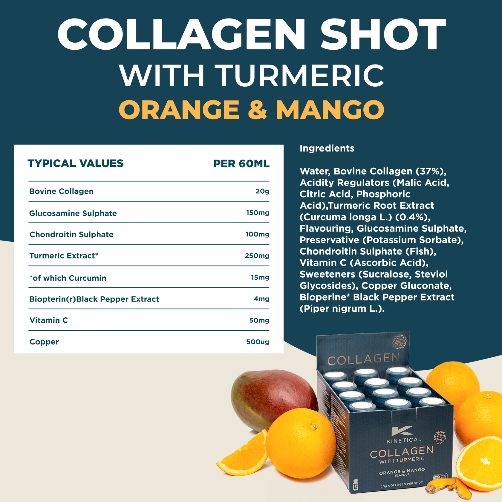 Collagen Shots With Turmeric - Orange & Mango - 24 Pack